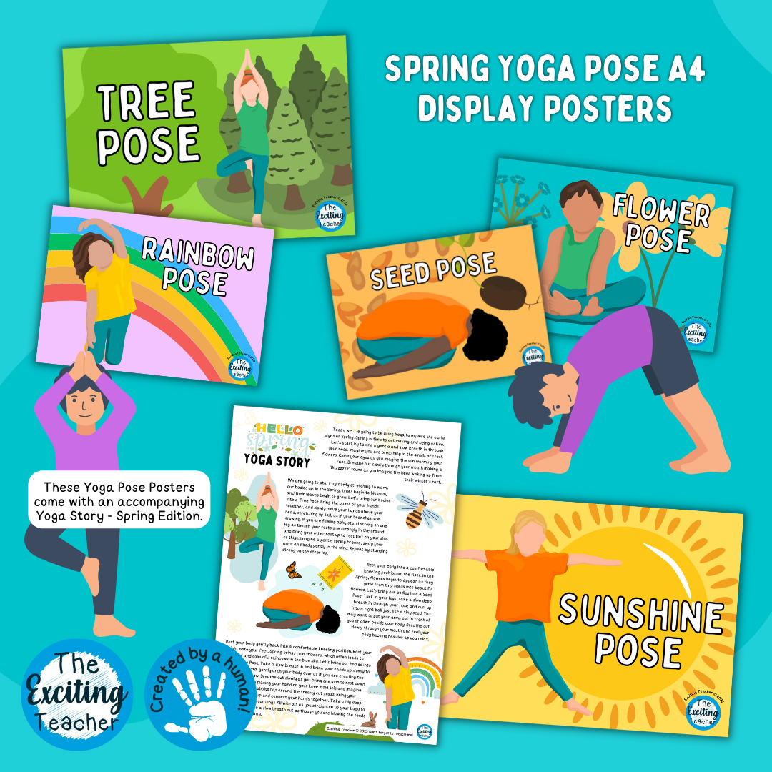‘Hello Springtime’: Spring Yoga Pose A4 Display Posters (Mindfulness ...