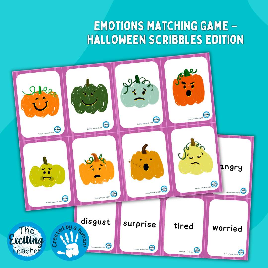 The Scribbles Crew Emotions Pairs Matching Game (Pumpkins Autumn ...