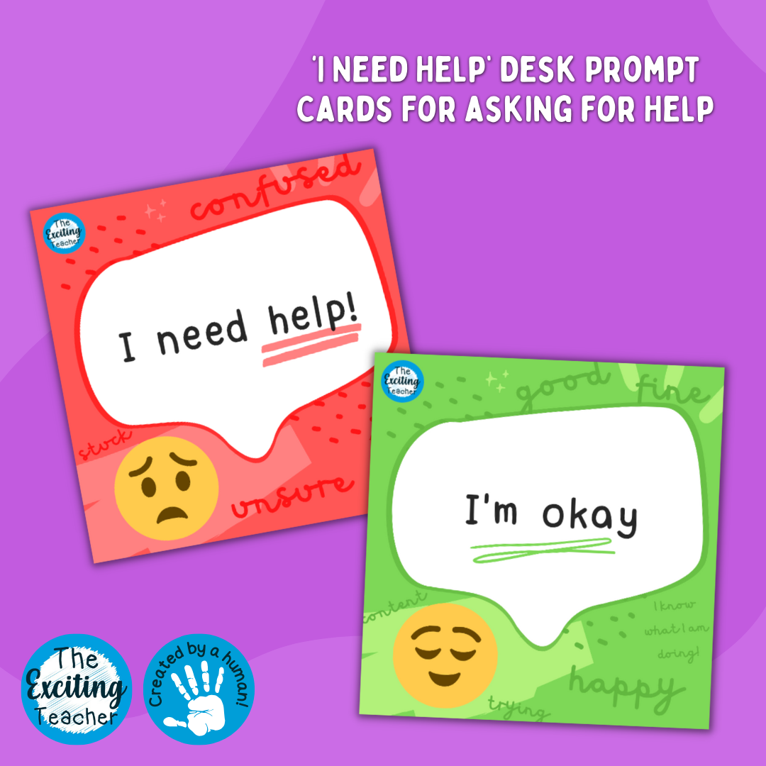 ‘I Need Help / I’m Okay’ Non-Verbal Desk Prompt Cards & Help Signals ...
