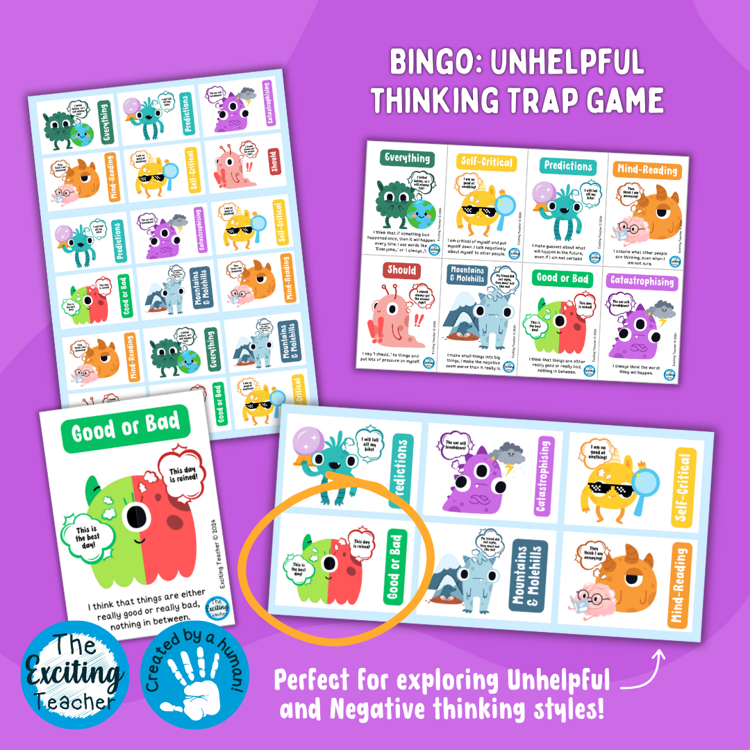 ‘Unhelpful Thinking Traps’ Friendly-Monsters Bingo Game for Children ...