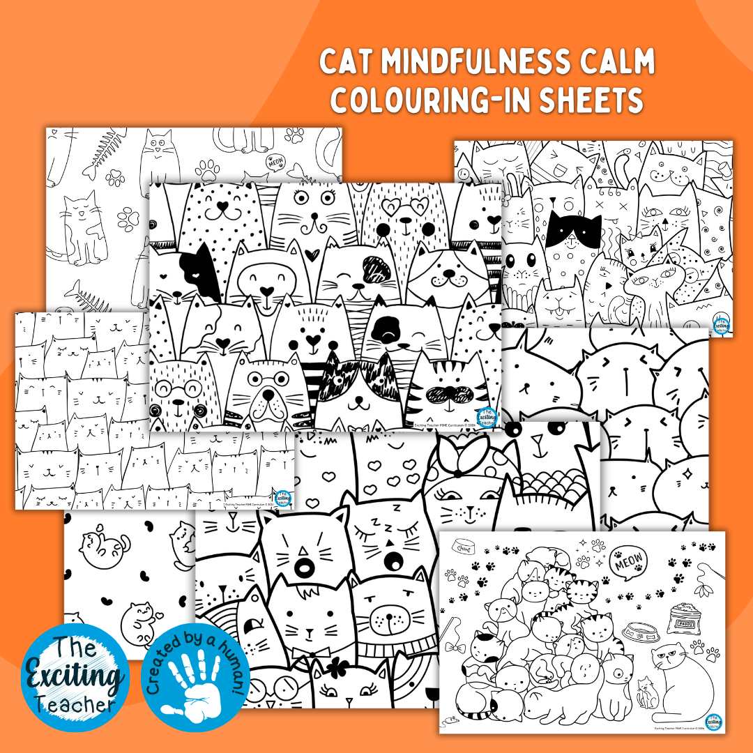 Cat Calming Mindfulness Colouring-In Sheet – Exciting Teacher Hub