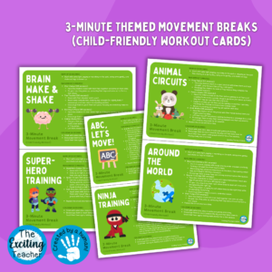 ‘3-Minute Movement Breaks’ Child-Friendly Low Resource Workout Cards ...