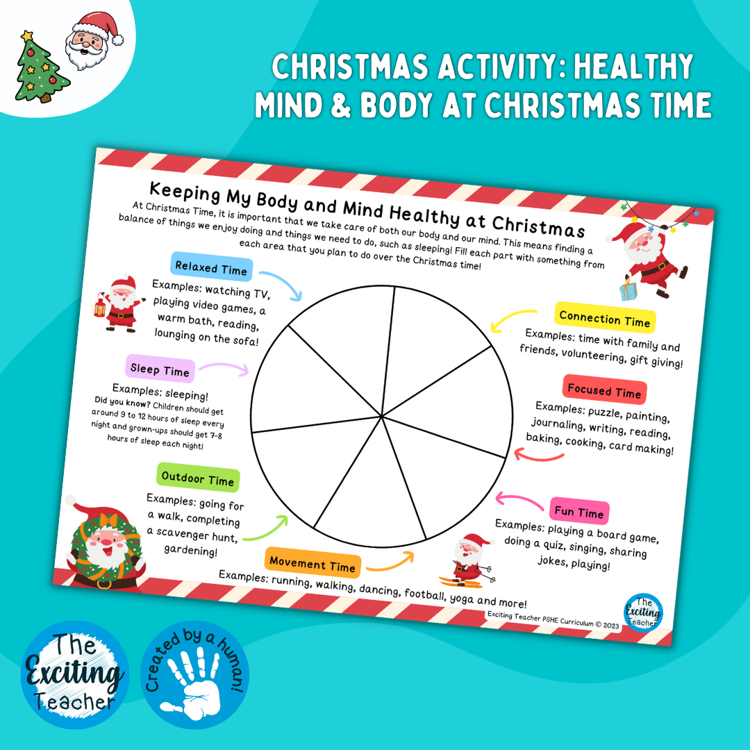 Keeping My Body and Mind Healthy at Christmas Activity for Children and ...