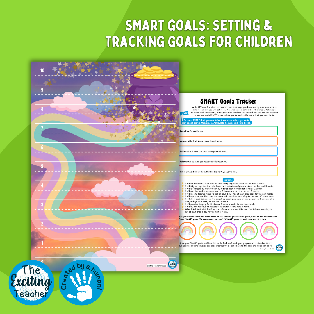 Rainbow SMART Goals Tracker Sheet: Breaking Down Goals into Manageable ...